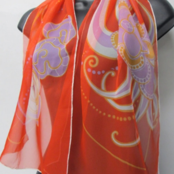 Accessories | Vintage Oblong Red Multi Color Abstract Scarf | Poshmark